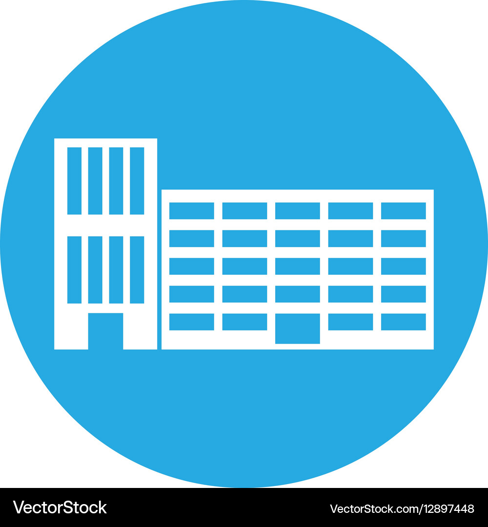 Emblem city school building line sticker Vector Image
