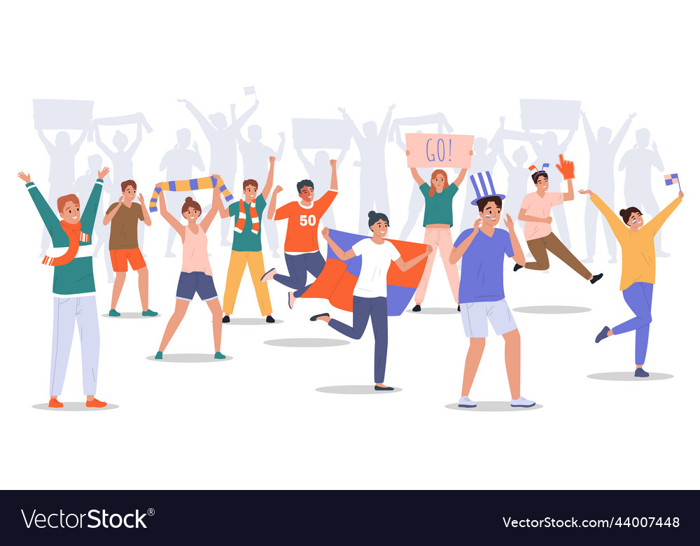 Fans flat composition Royalty Free Vector Image