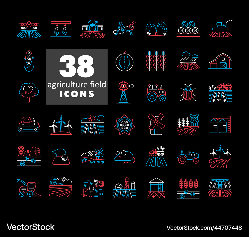 Farm field isolated on black background icon Vector Image