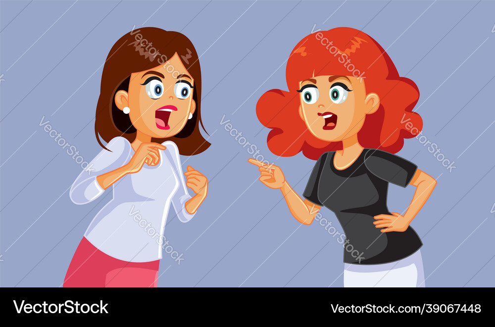 Female friends getting in a fight accusing each Vector Image