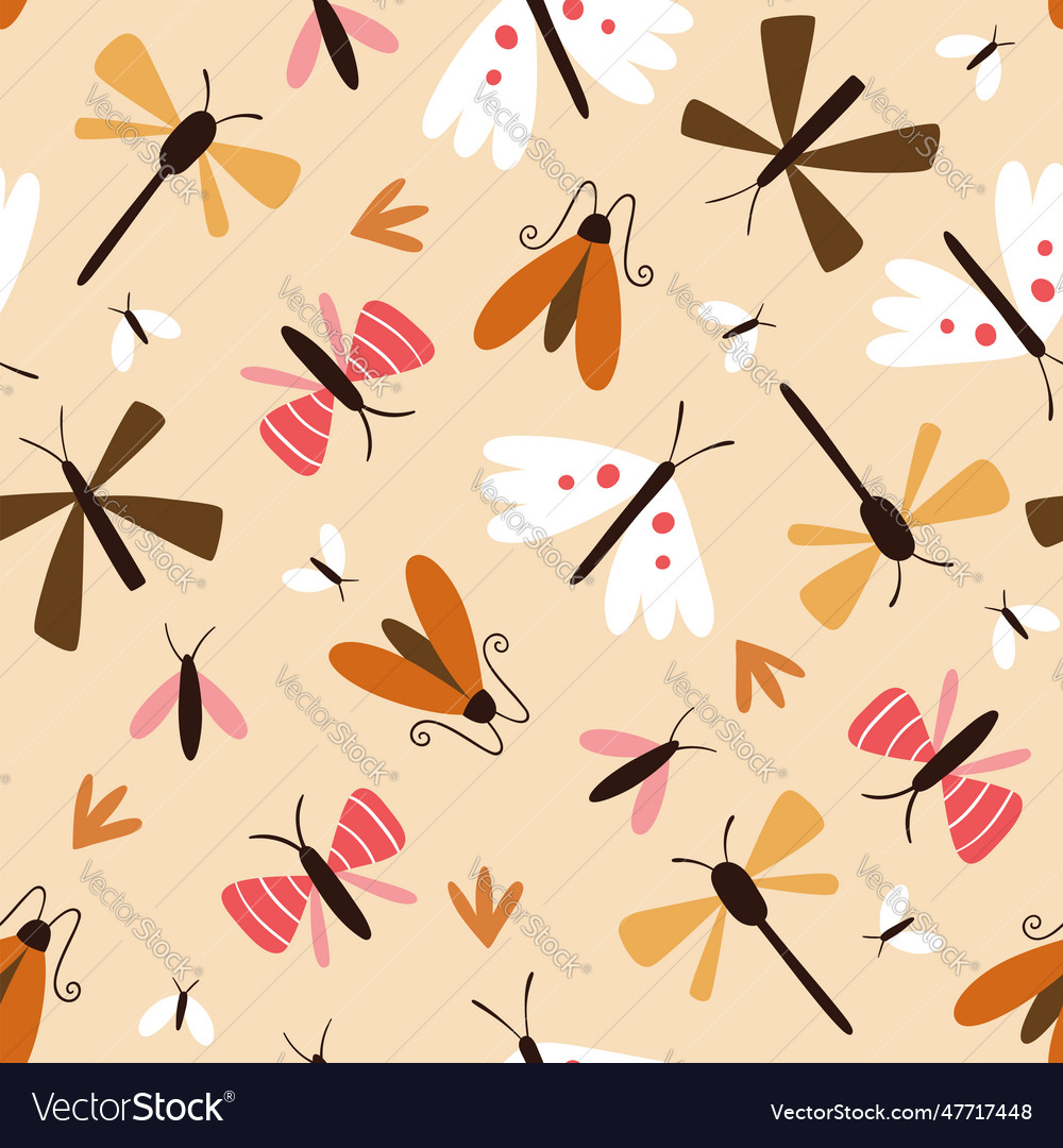 Flying insects seamless pattern Royalty Free Vector Image