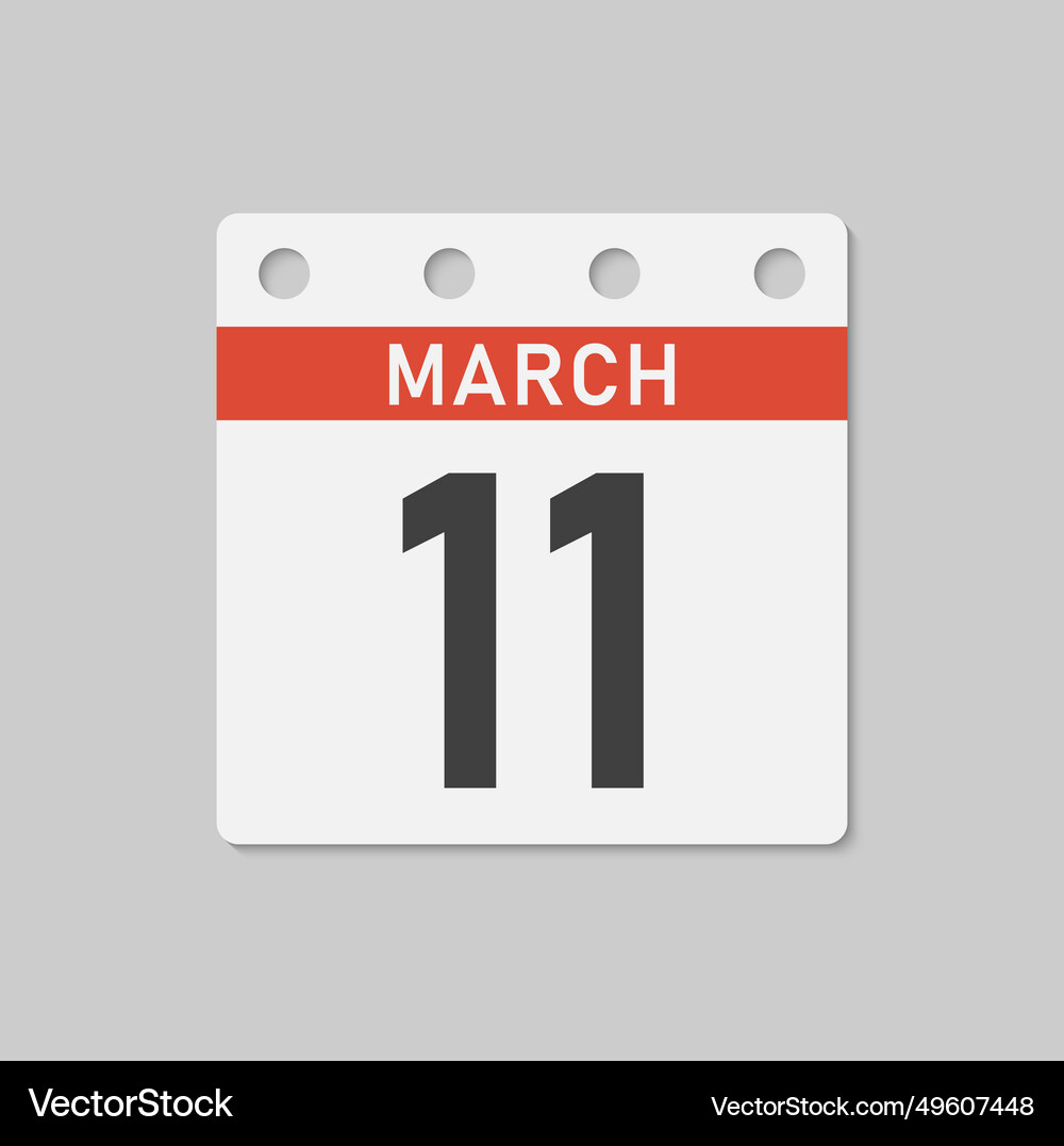 Icon page calendar day - 11 march Royalty Free Vector Image