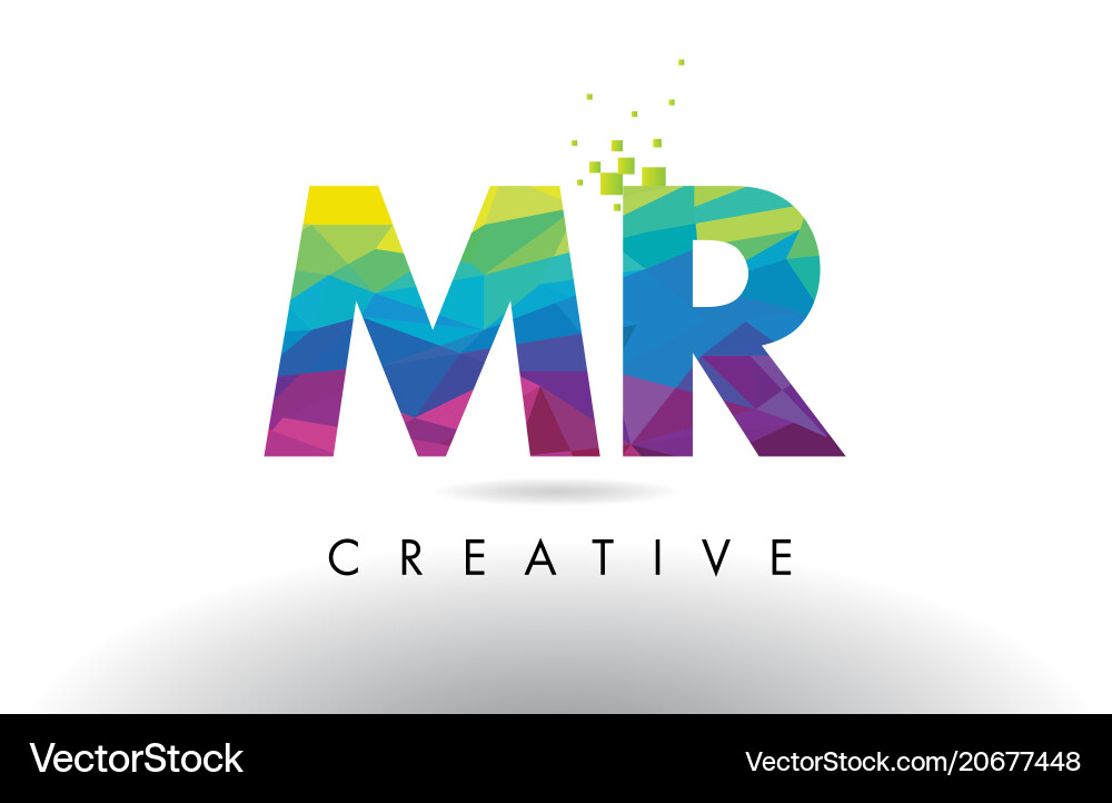 Mr m r colorful letter origami triangles design Vector Image