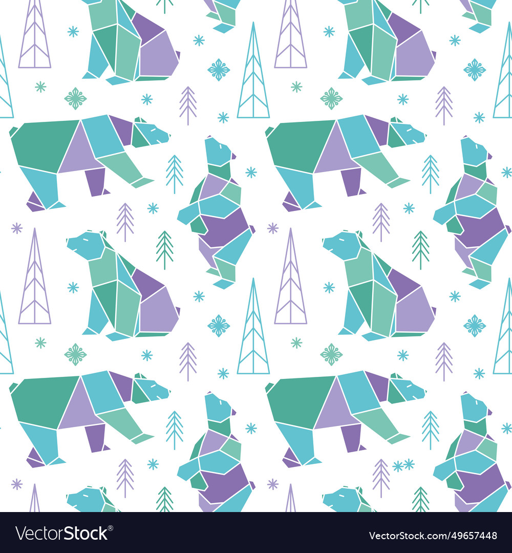 Polar bear geometric shapes winter print Vector Image