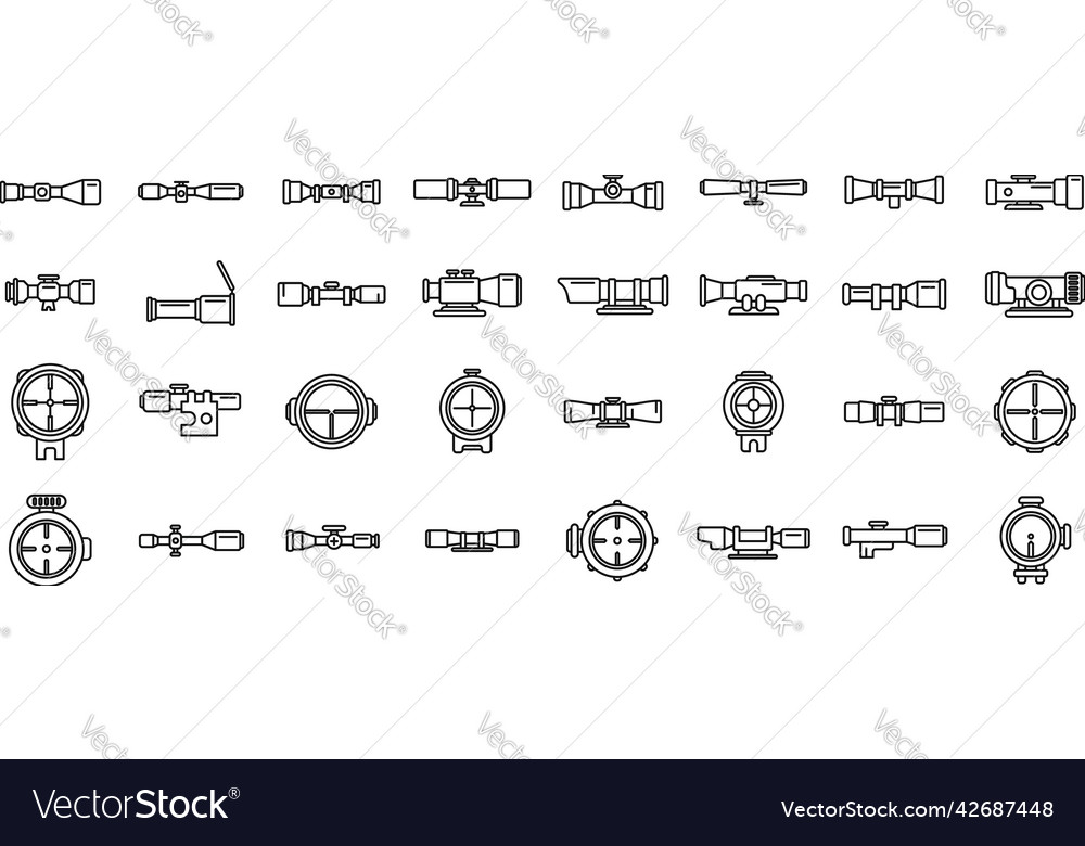 Telescopic sight icons set outline sniper Vector Image Telescopic sight icons set outline sniper Vector Image