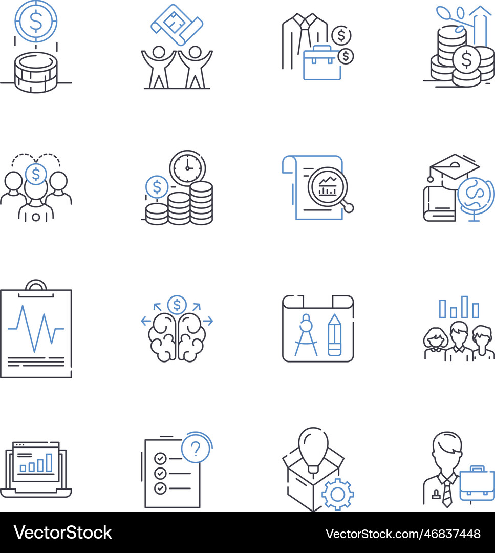 Wage gains line icons collection increase growth Vector Image