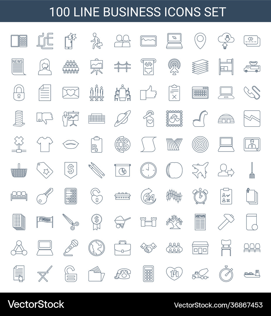 100 business icons Royalty Free Vector Image - VectorStock