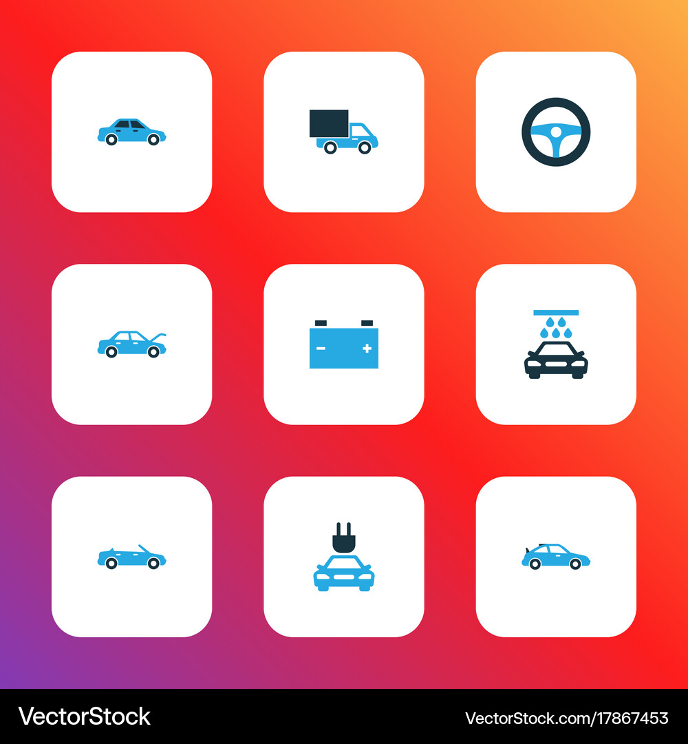 Automobile colorful icons set collection Vector Image