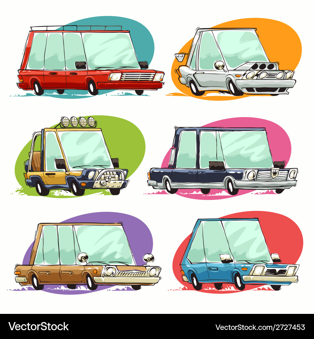 Cartoon cars set Royalty Free Vector Image - VectorStock