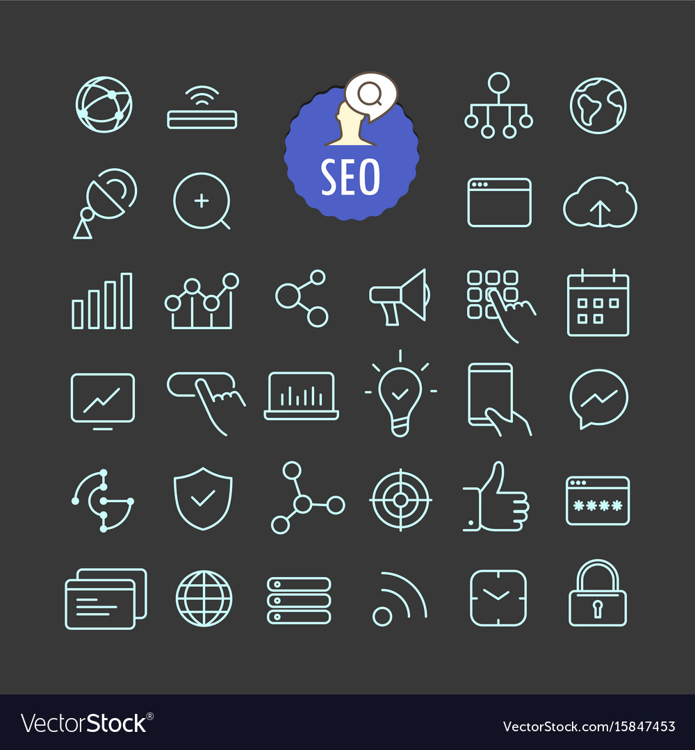 Different seo icons collection web and mobile app Vector Image