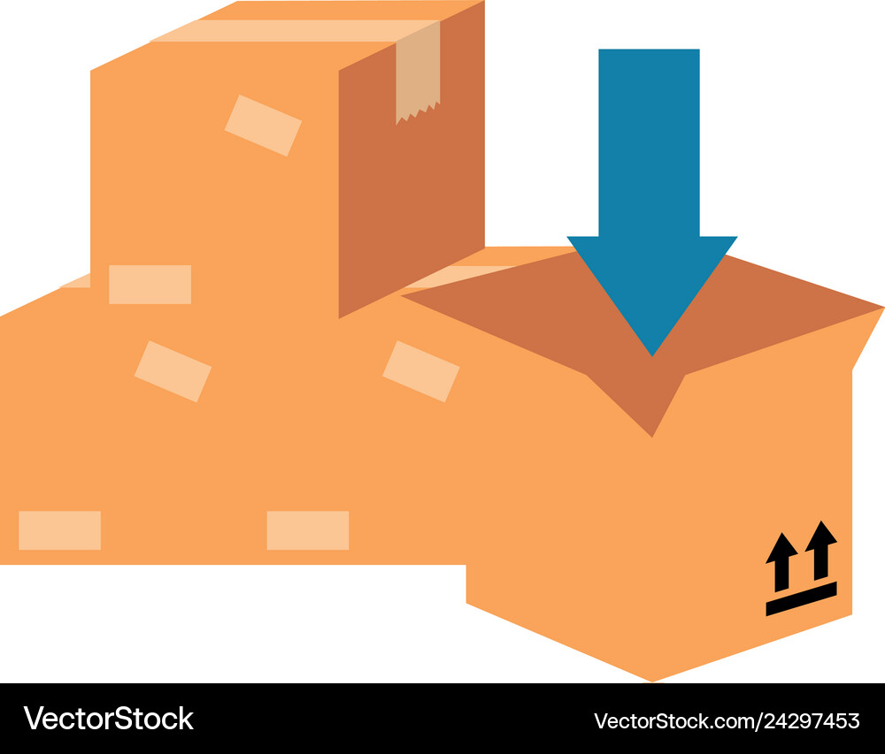 Pile packing boxes carton with arrow Royalty Free Vector