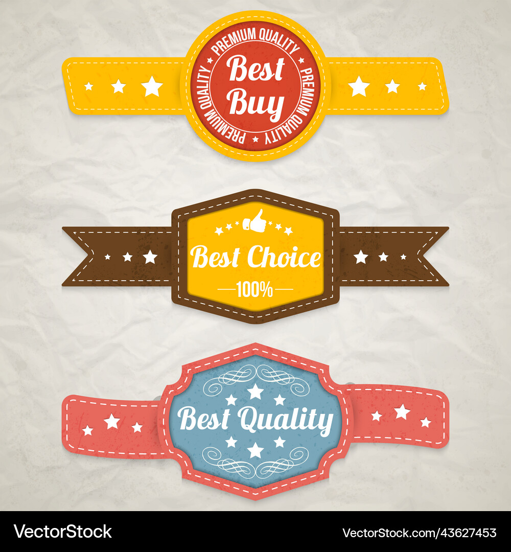 Retro stickers with ribbon Royalty Free Vector Image