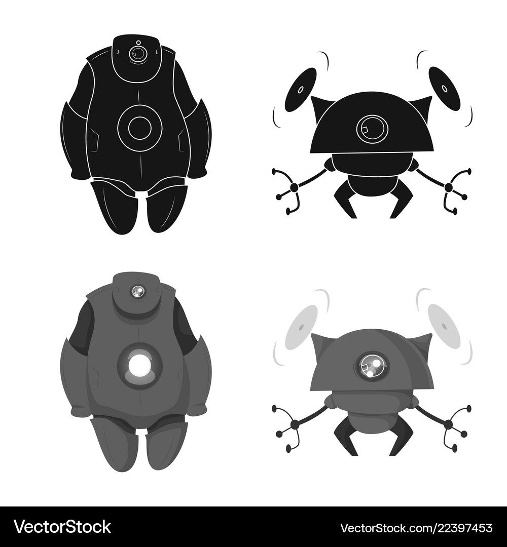 Robot and factory sign set Royalty Free Vector Image