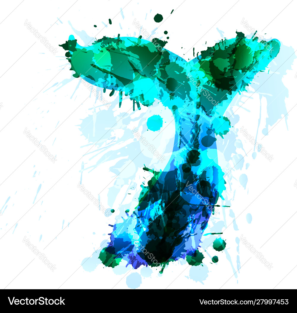 Whale tale made colorful grunge splashes Vector Image