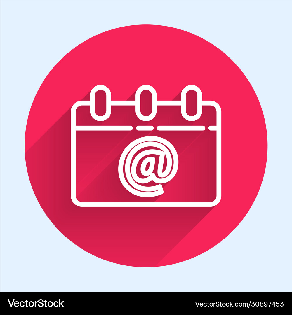 White line calendar with email icon isolated Vector Image