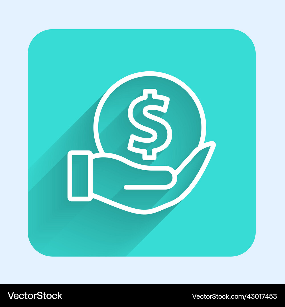 White line money with shield icon isolated Vector Image