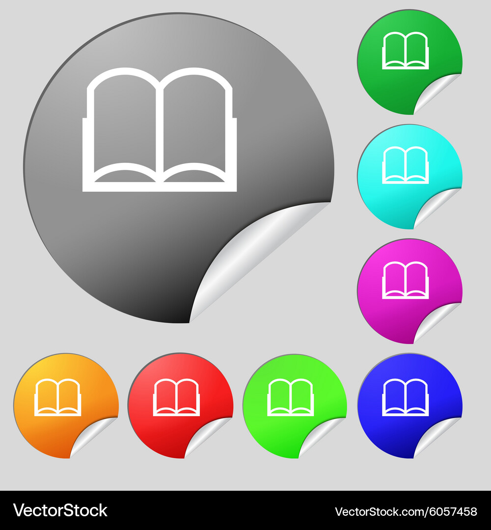 Book sign icon open book symbol set eight multi Vector Image