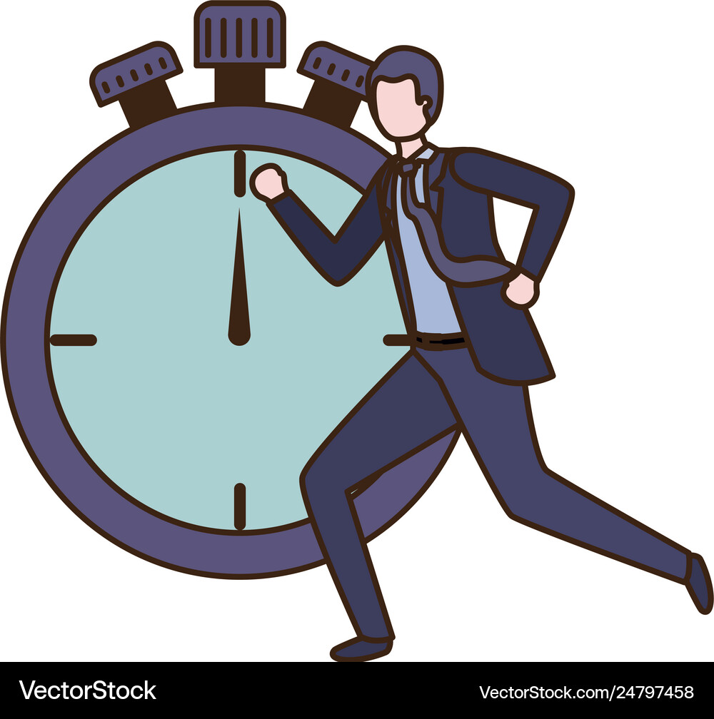 Businessman with clock avatar character Royalty Free Vector