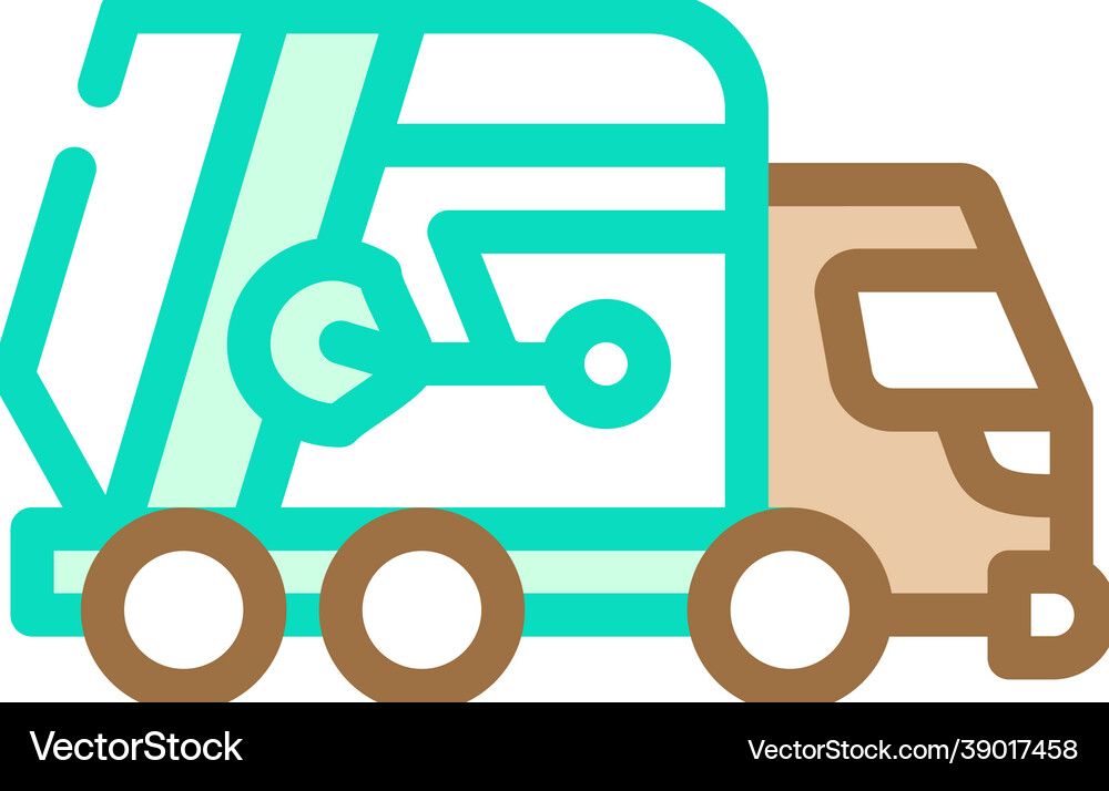 Garbage truck color icon Royalty Free Vector Image