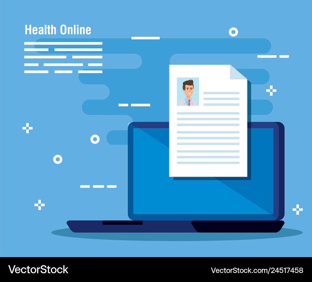 Medical laptop technology with doctor document Vector Image
