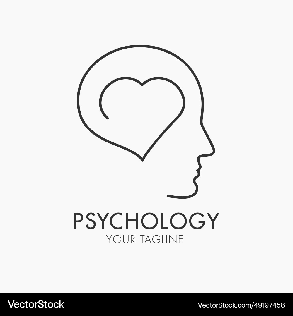 One line icon thinking with heart concept minimal Vector Image