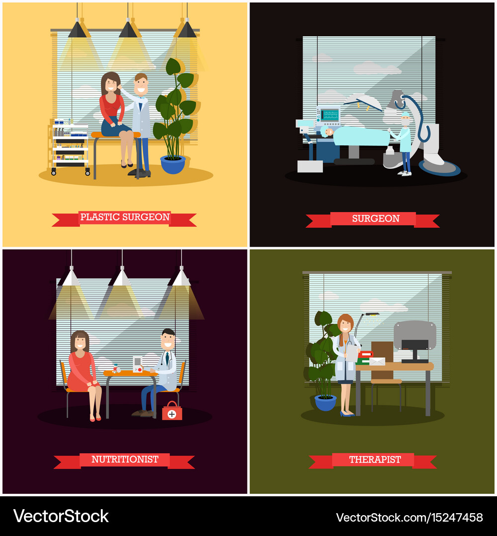 Set medical doctors posters in flat Royalty Free Vector