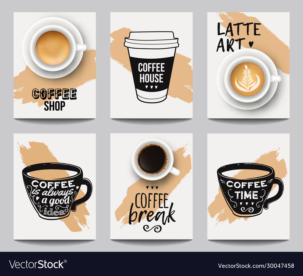Set modern posters with coffee backgrounds Vector Image