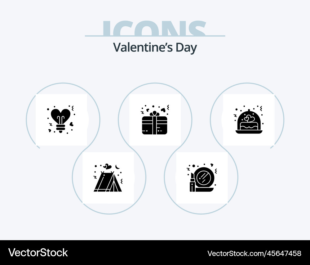 Valentines day glyph icon pack 5 design love Vector Image