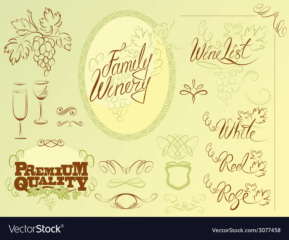 Wine calligraphy 2colors 380 Royalty Free Vector Image