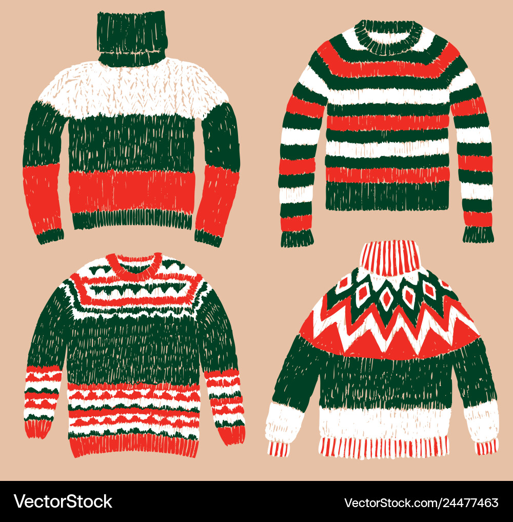 A set of warm knitted sweaters Royalty Free Vector Image