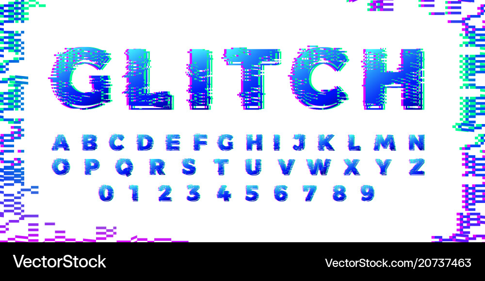 Abstract distorted glitch colorful font trendy Vector Image