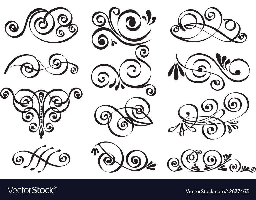 Decorative design elements Calligraphic elements Vector Image