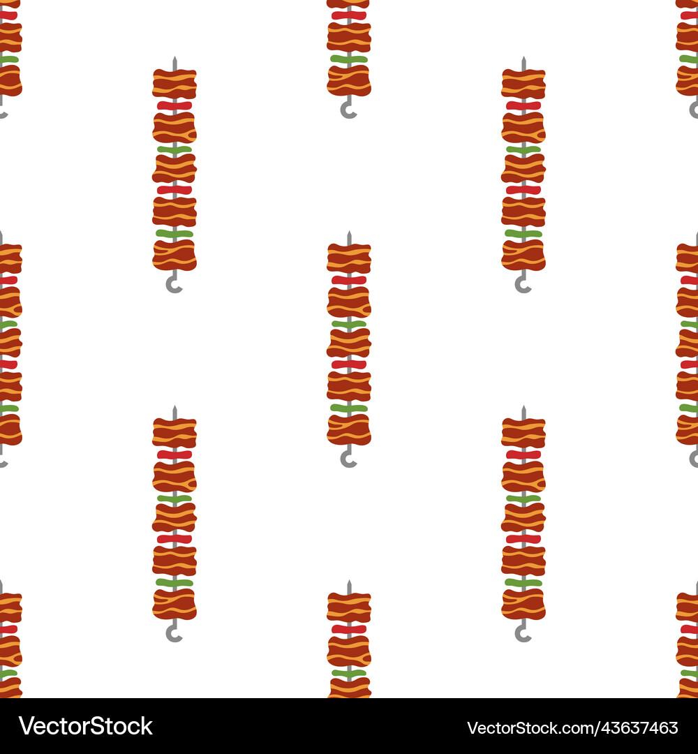 Seamless pattern of skewer with kebab Royalty Free Vector