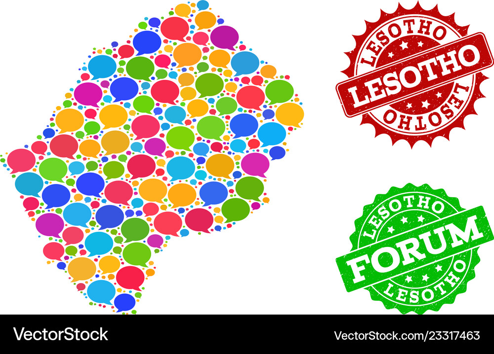 Social network map of lesotho with speech clouds Vector Image