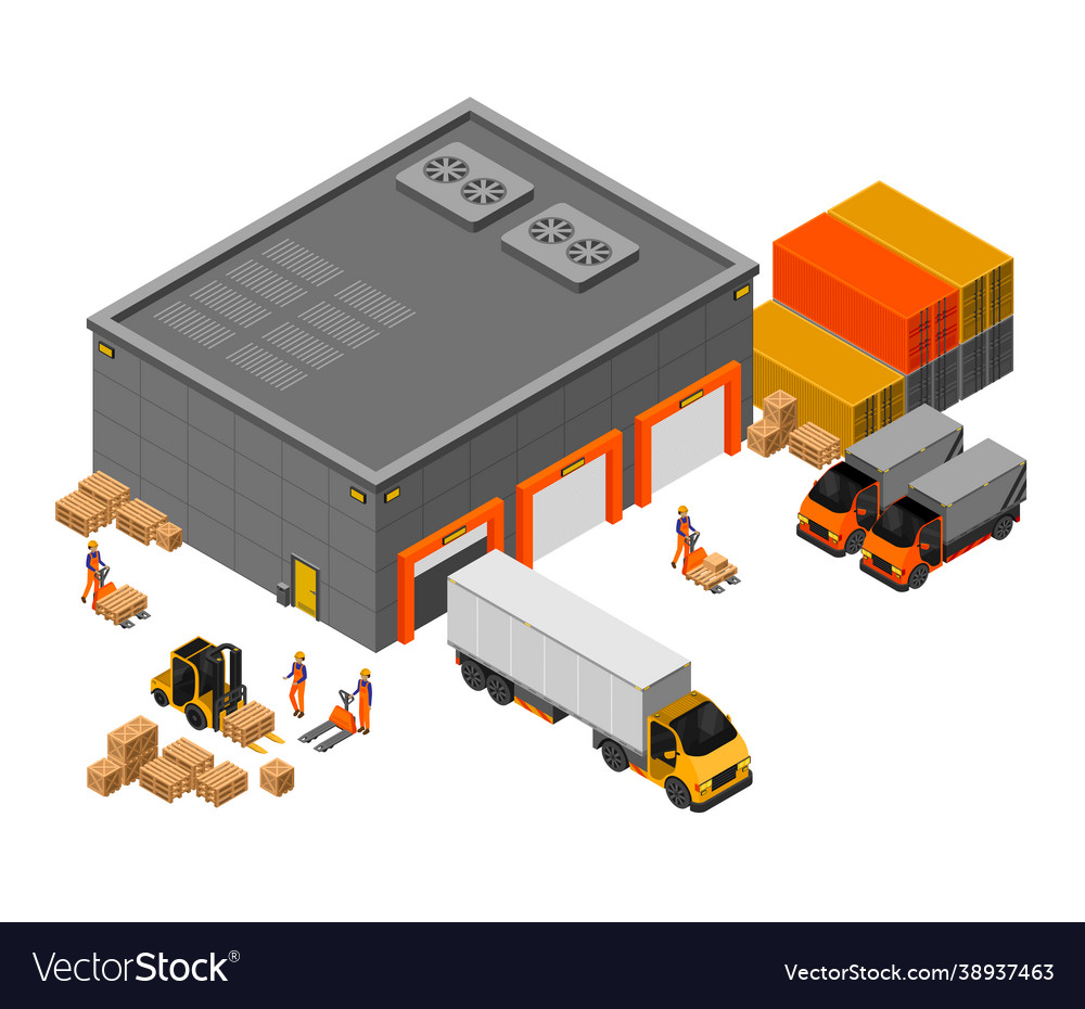 Warehouse isometric Royalty Free Vector Image - VectorStock