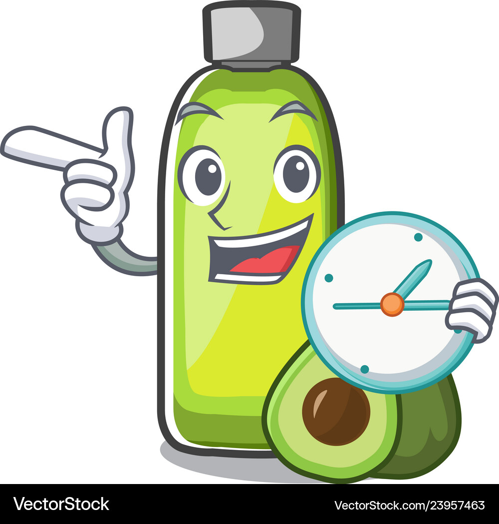 With clock avocado oil on the character table Vector Image