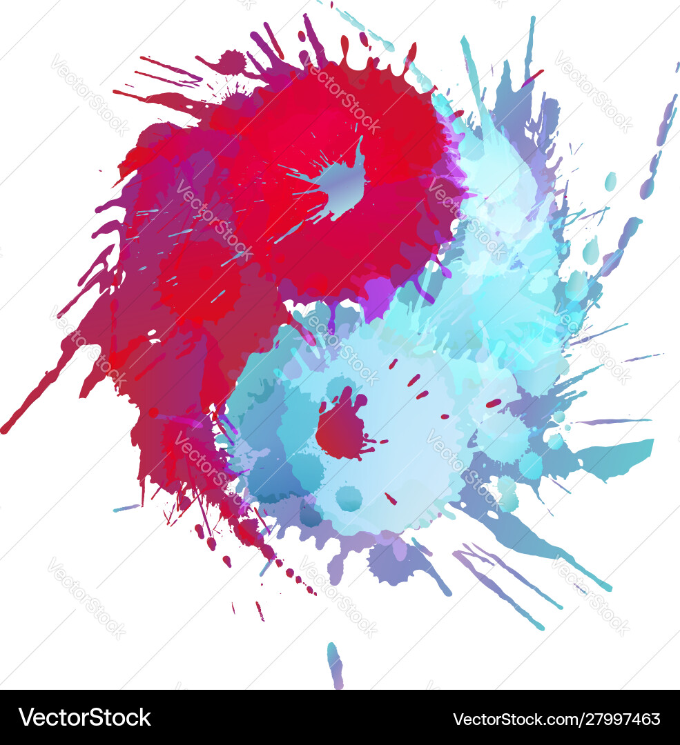 Yin and yang made colorful splashes Royalty Free Vector