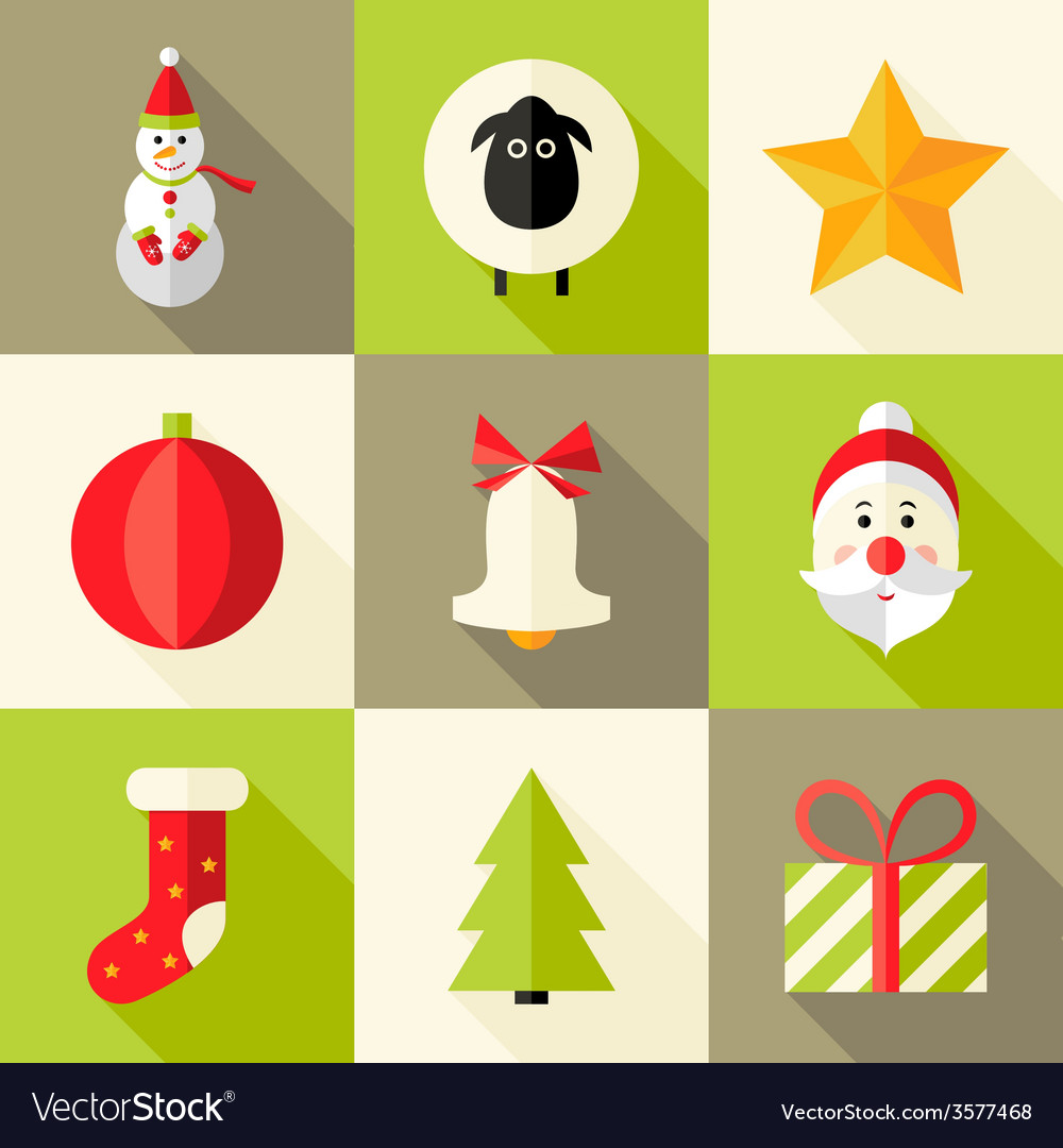 9 christmas flat icons set 8 Royalty Free Vector Image