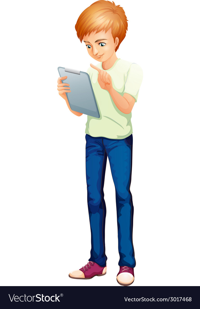 A man using gadget Royalty Free Vector Image - VectorStock