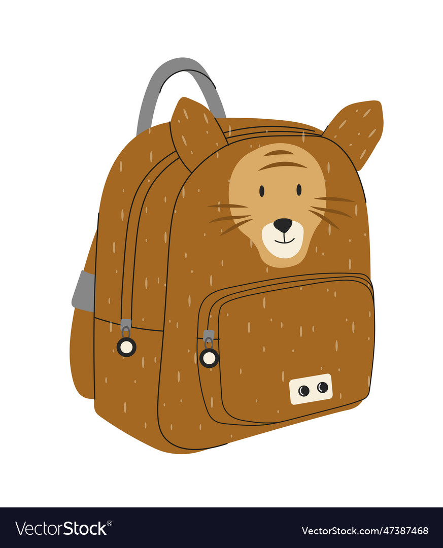Brown school backpack concept Royalty Free Vector Image