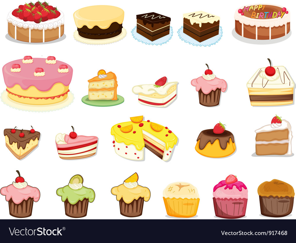 Cake collection Royalty Free Vector Image - VectorStock