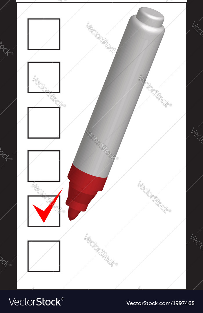 Checklist and red marker closeup Royalty Free Vector Image