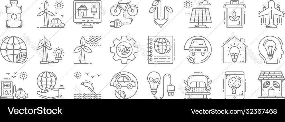 Environment and eco line icons linear set quality Vector Image