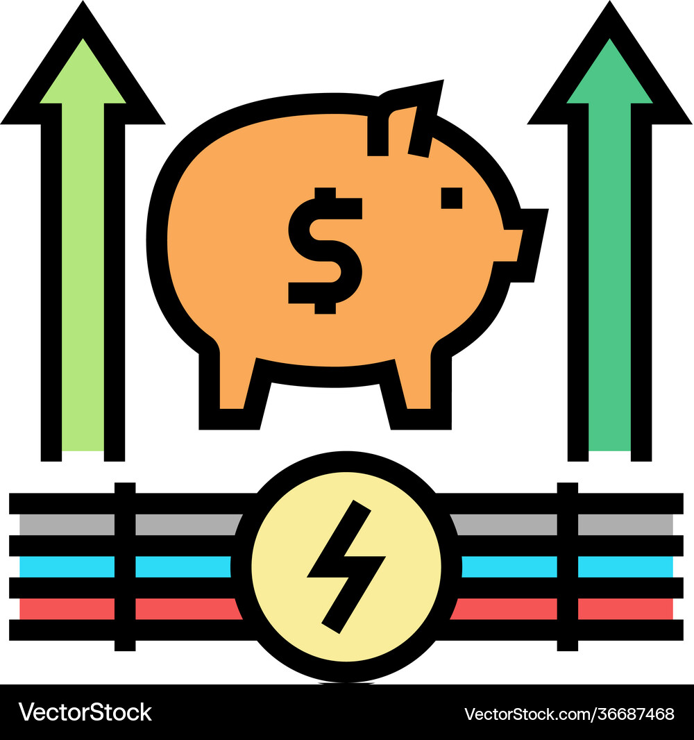 Growth money energy saving color icon Royalty Free Vector