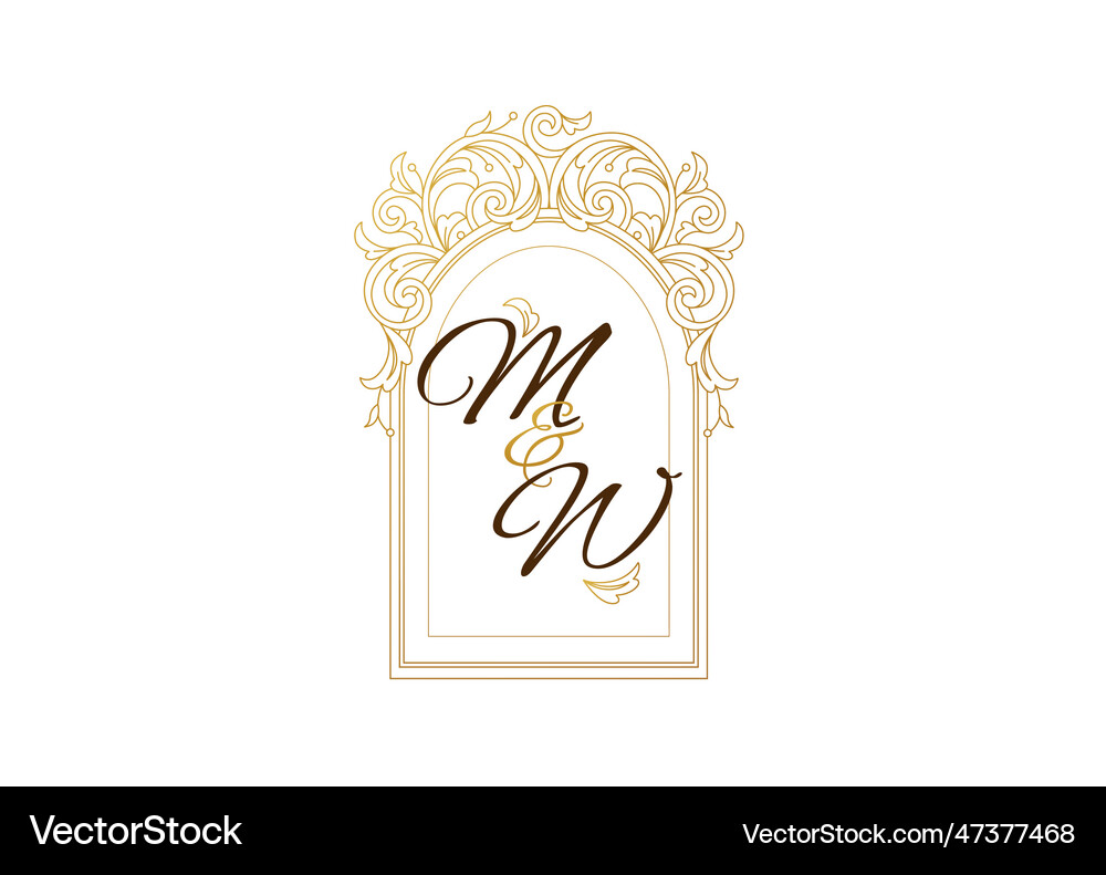 Line art floral gold frame arabic and eastern Vector Image