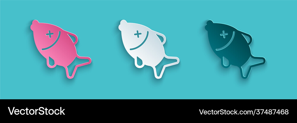 Paper cut dead fish icon isolated on blue Vector Image