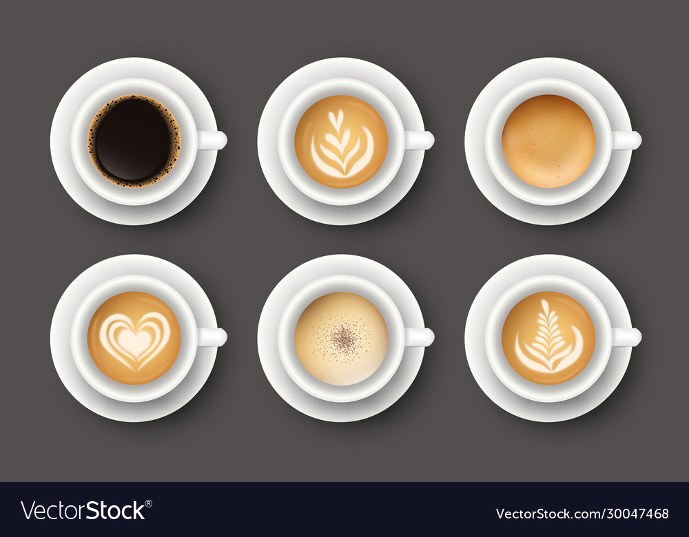 Set with 3d realistic different types coffee Vector Image