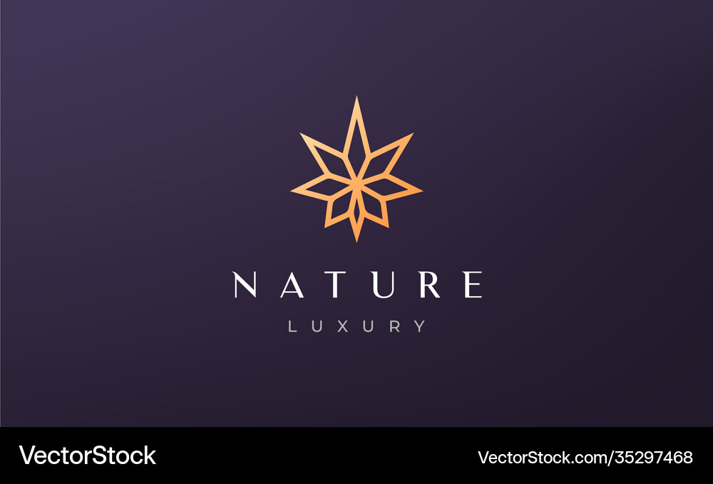 Simple gold cannabis leaf logo in a luxury Vector Image