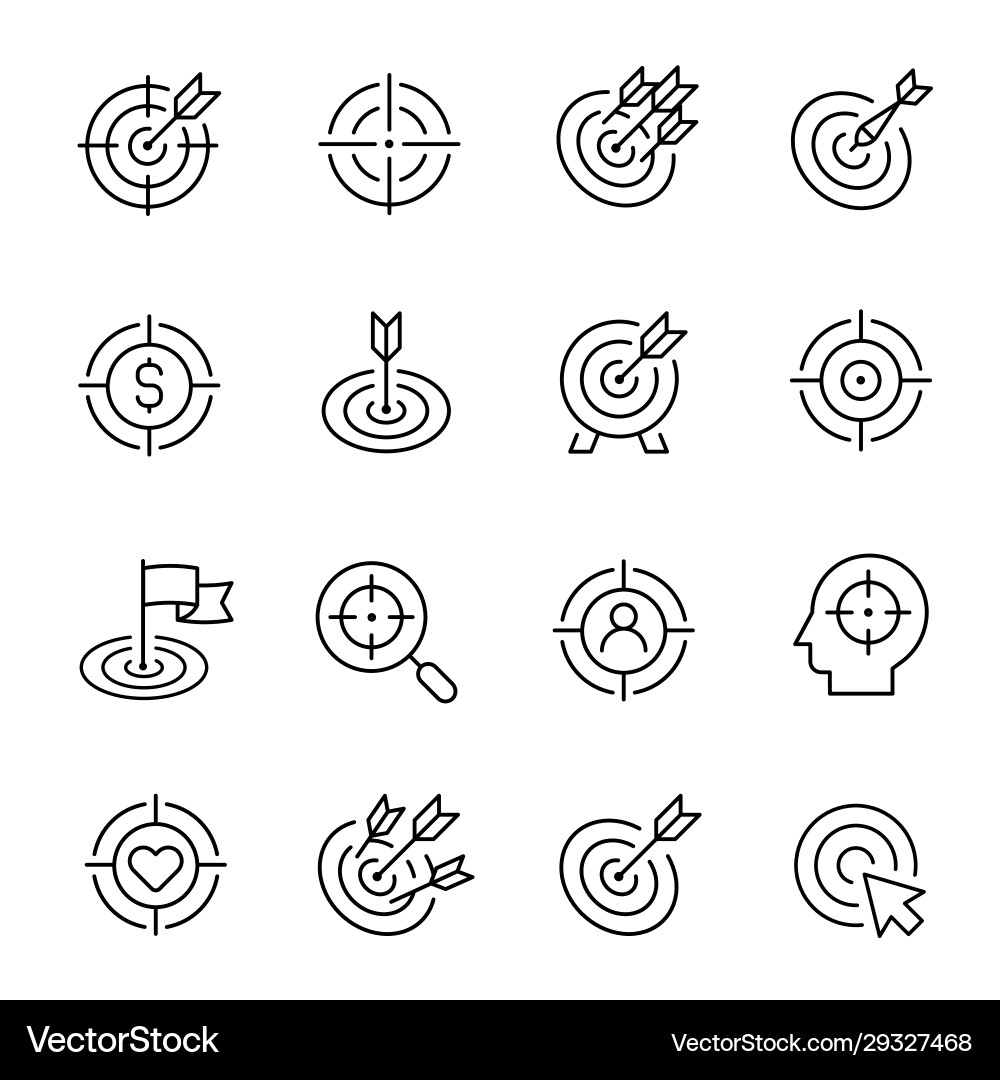 Targets line icons modern monochrome Royalty Free Vector