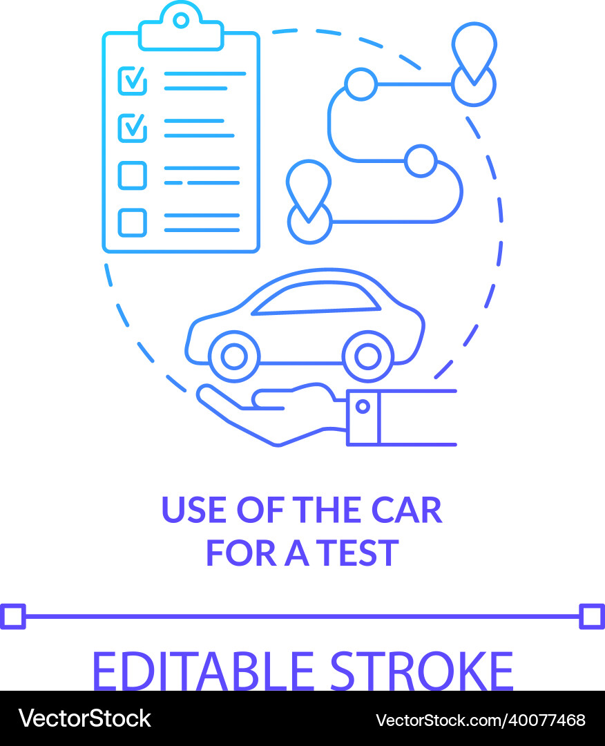 Use of car for test blue gradient concept icon Vector Image